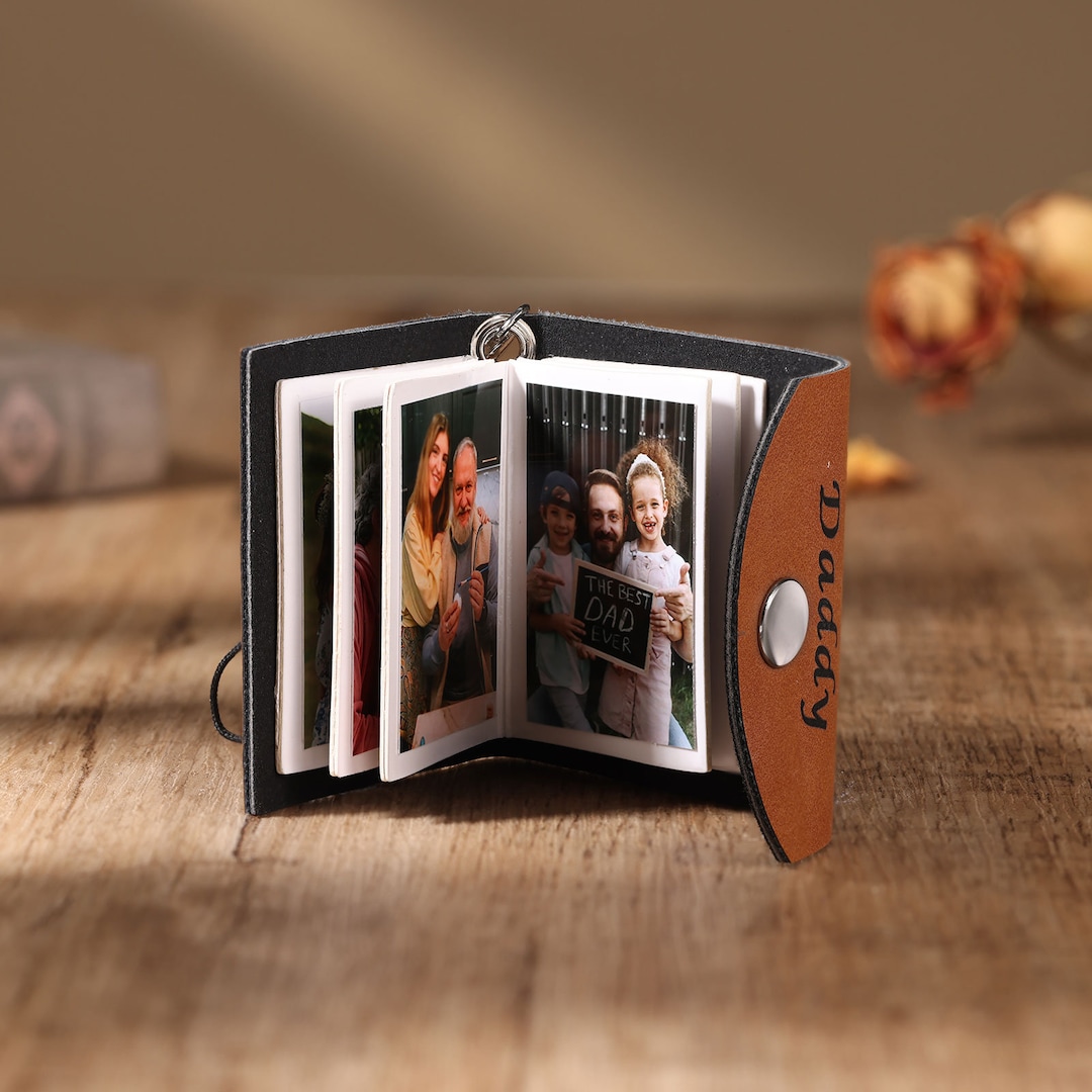 Mini Photo Album Keychain,5-10 Photos Leather Keychain,custom Photo ...