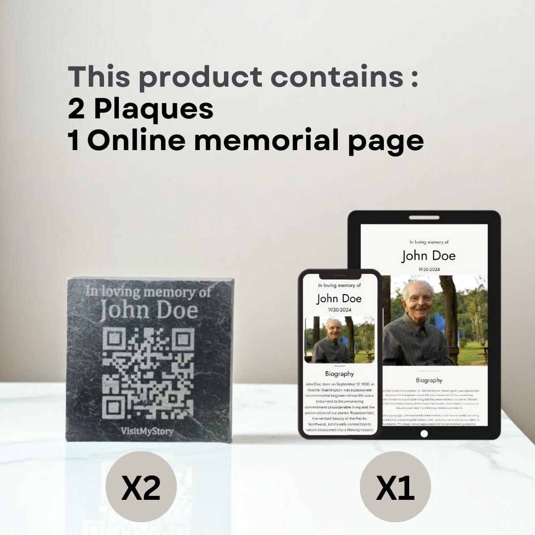 Two QR Memorials With Webpage | Custom Grave & Headstone Decoration ...