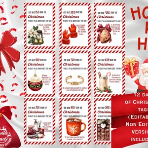 12 Days of Christmas, 12 Days of Christmas Gift Tags, Editable 12 Days ...