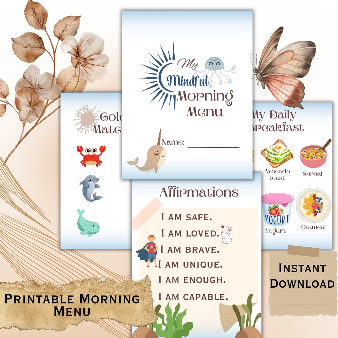 Morning Menu Daily Sheet L Homeschool Planner L Morning Time Activities ...