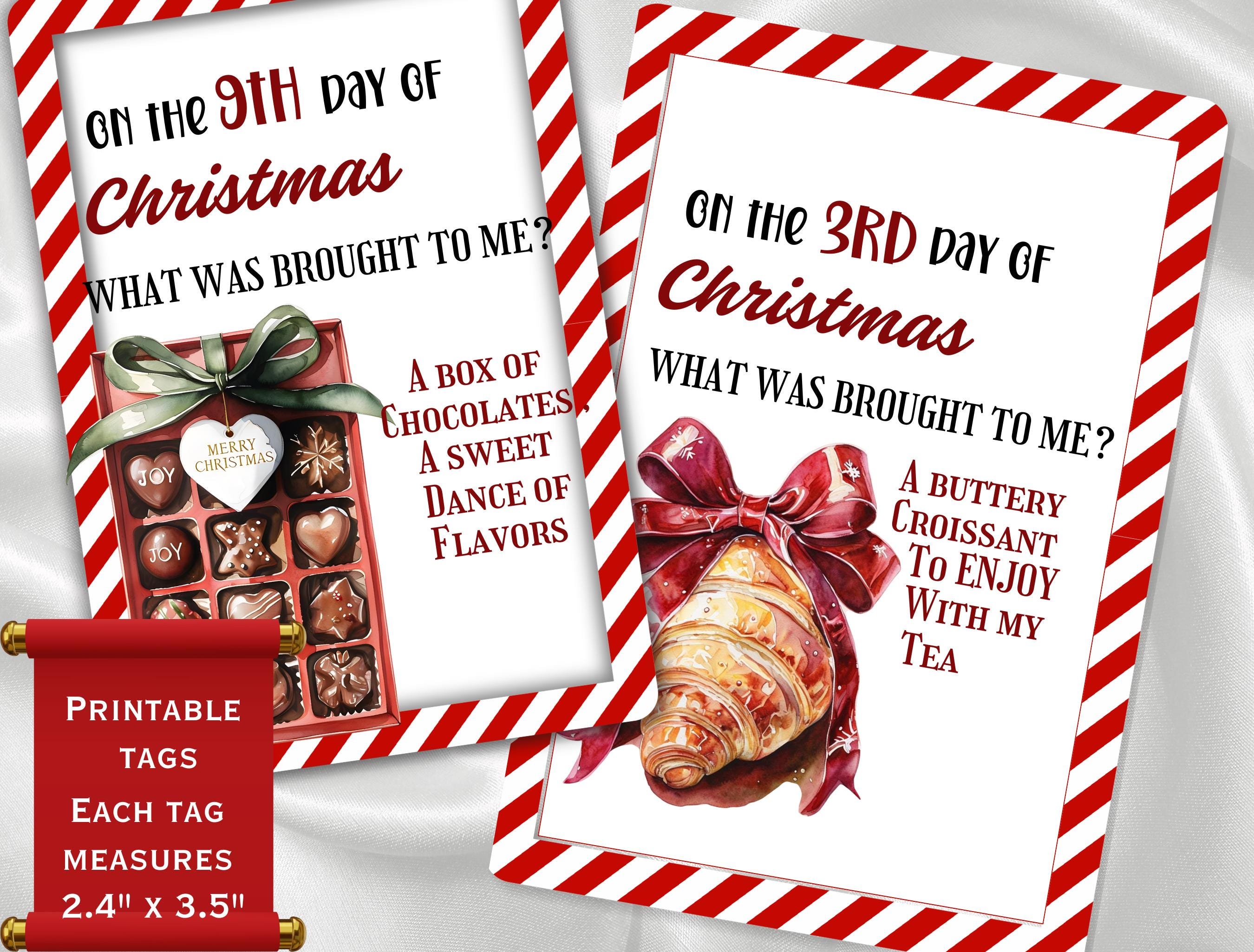12 Days of Christmas, 12 Days of Christmas Gift Tags, Editable 12 Days ...