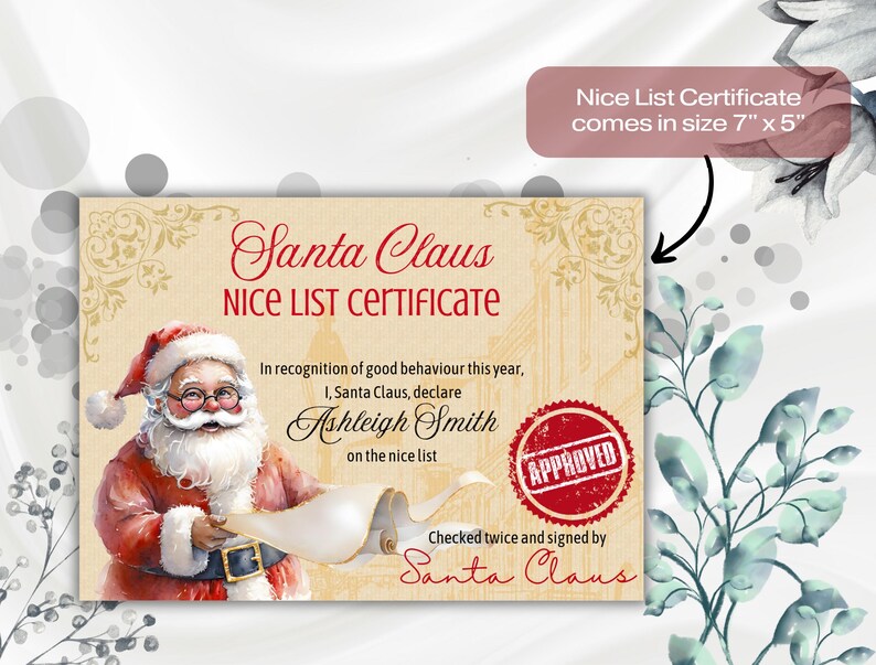 Nice List Certificate Digital Download, Nice List Certificate, Nice ...
