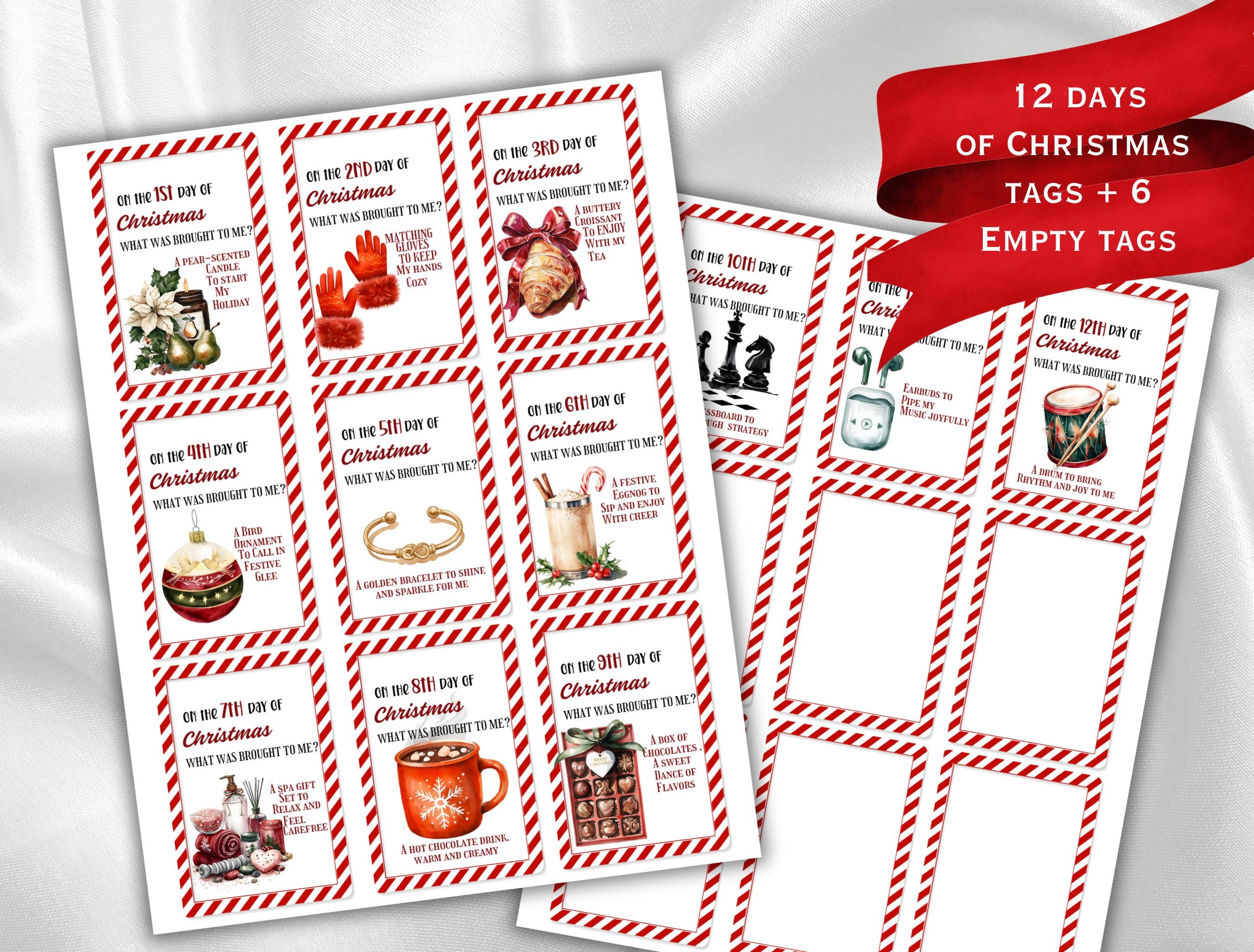 12 Days of Christmas, 12 Days of Christmas Gift Tags, Editable 12 Days ...