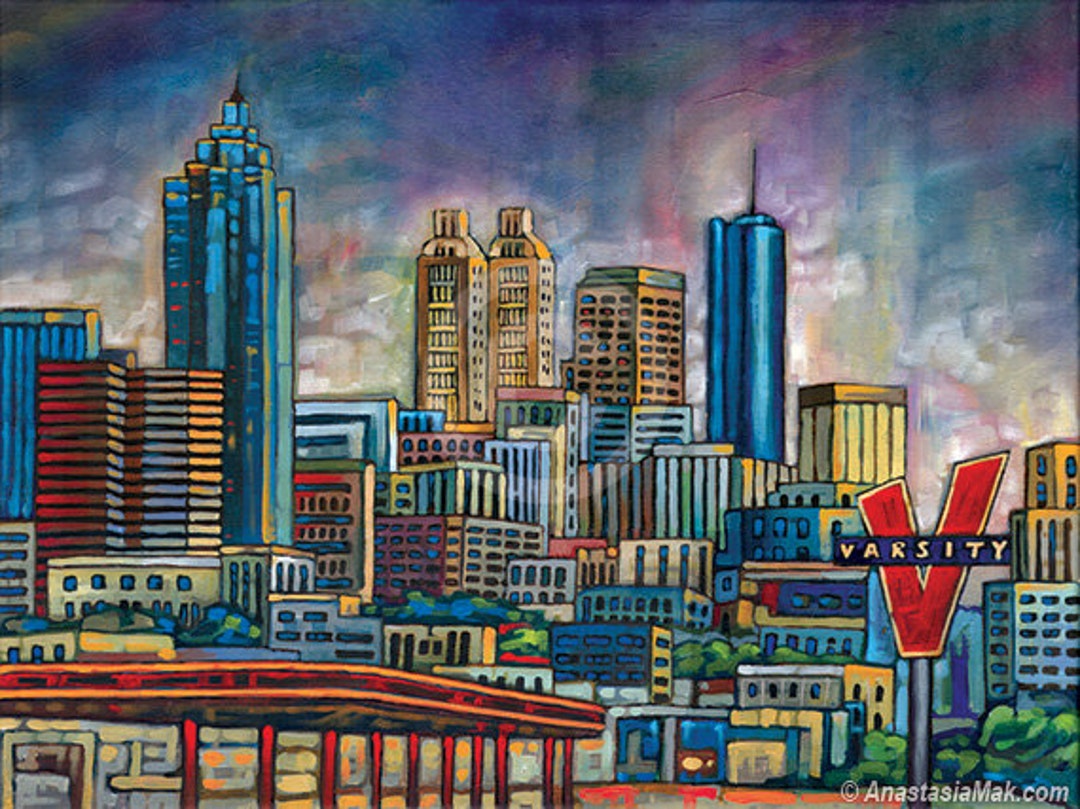 Atlanta Skyline, Atlanta Art, Atlanta Print, Downtown Atlanta, the ...