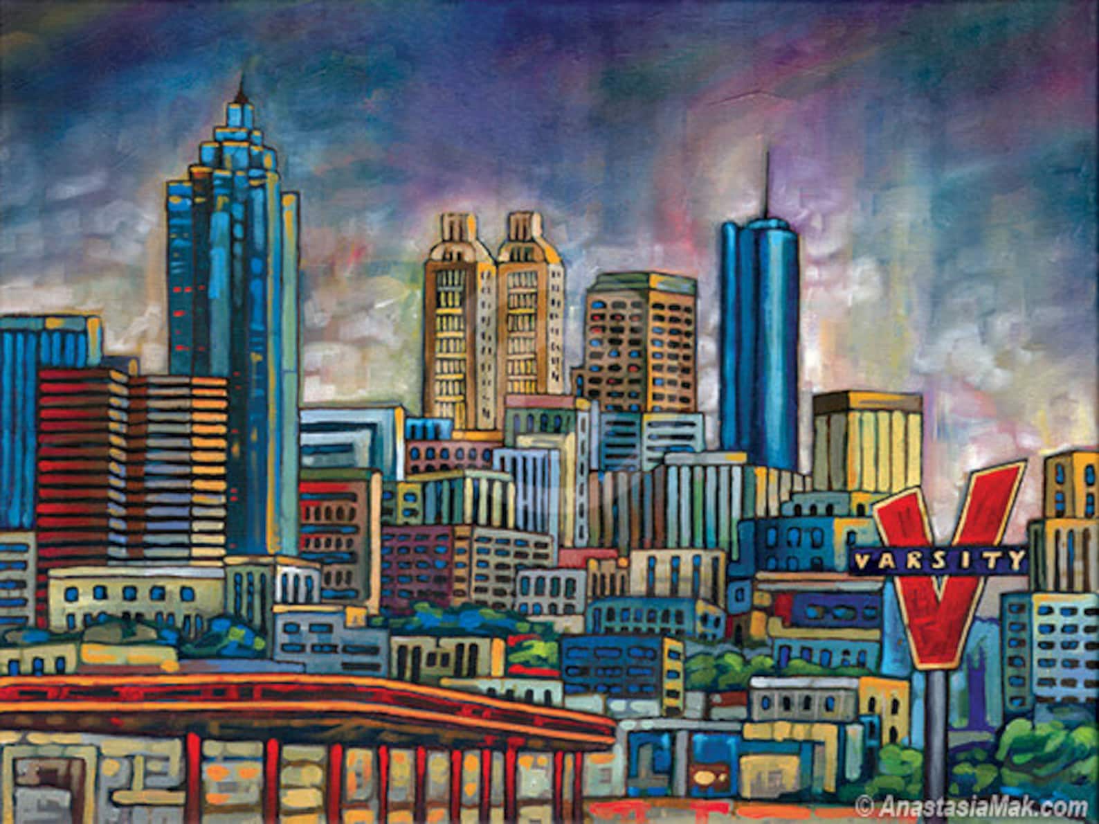 Atlanta Skyline, Atlanta Art, Atlanta Print, Downtown Atlanta, the ...