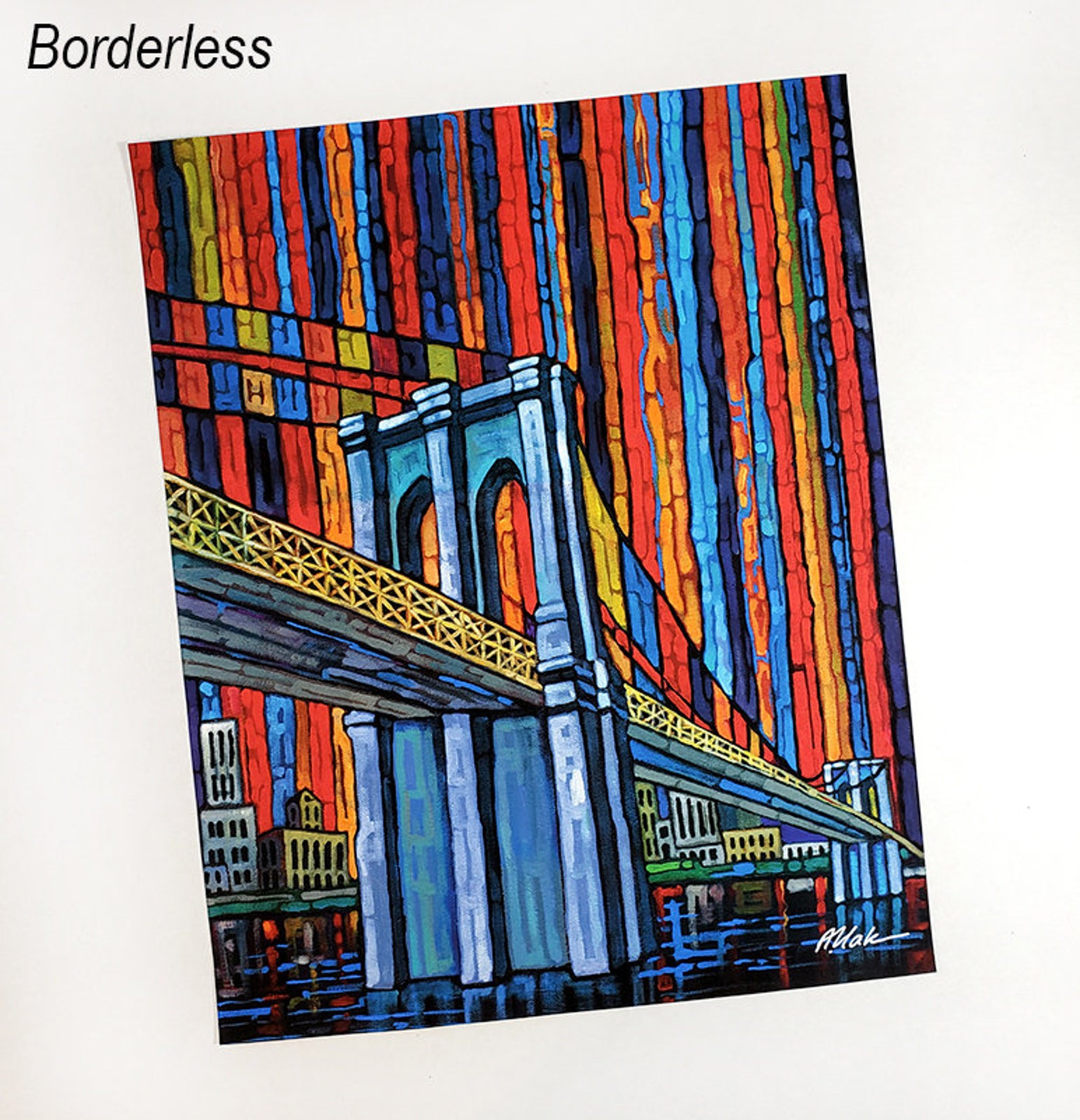 Brooklyn Bridge Print NYC Art Colorful Brooklyn Bridge Red - Etsy