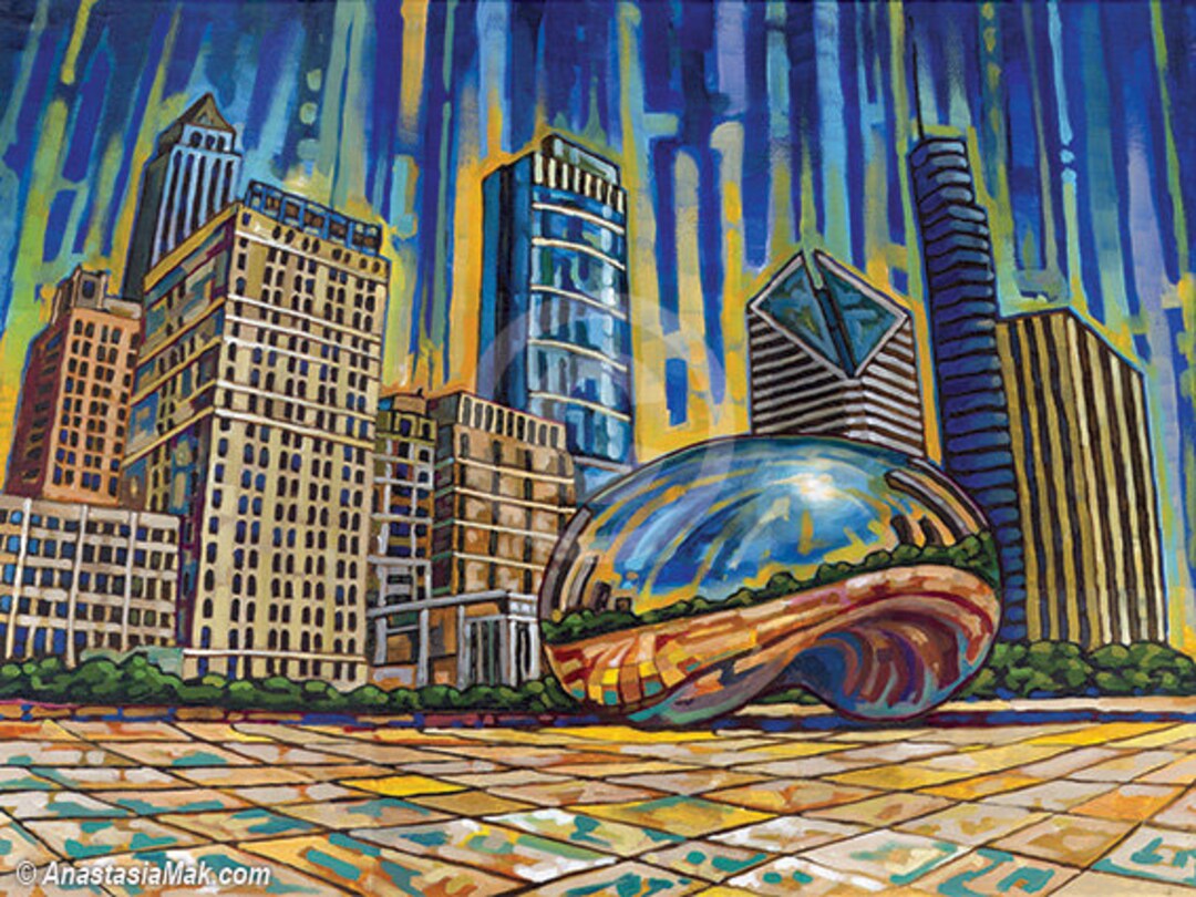 Cloud Gate Print, Chicago Bean Art, Downtown Chicago, Grant Park ...