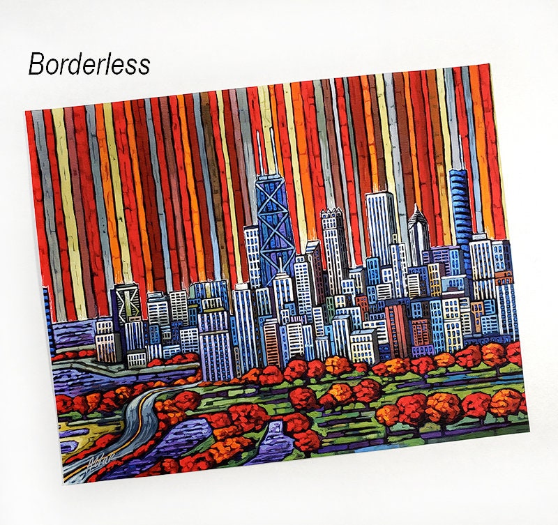 Red Chicago Skyline, Chicago Skyline Print, Chicago Autumn, Chicago ...