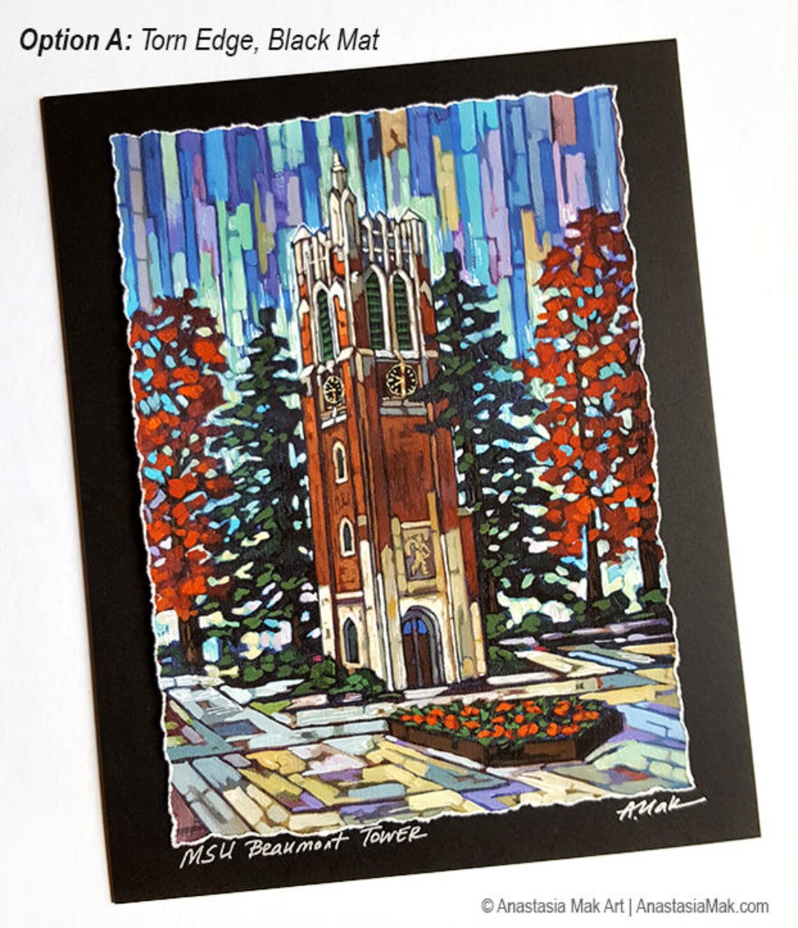 MSU Art Print, Beaumont Tower, Michigan State University, MSU Spartans ...