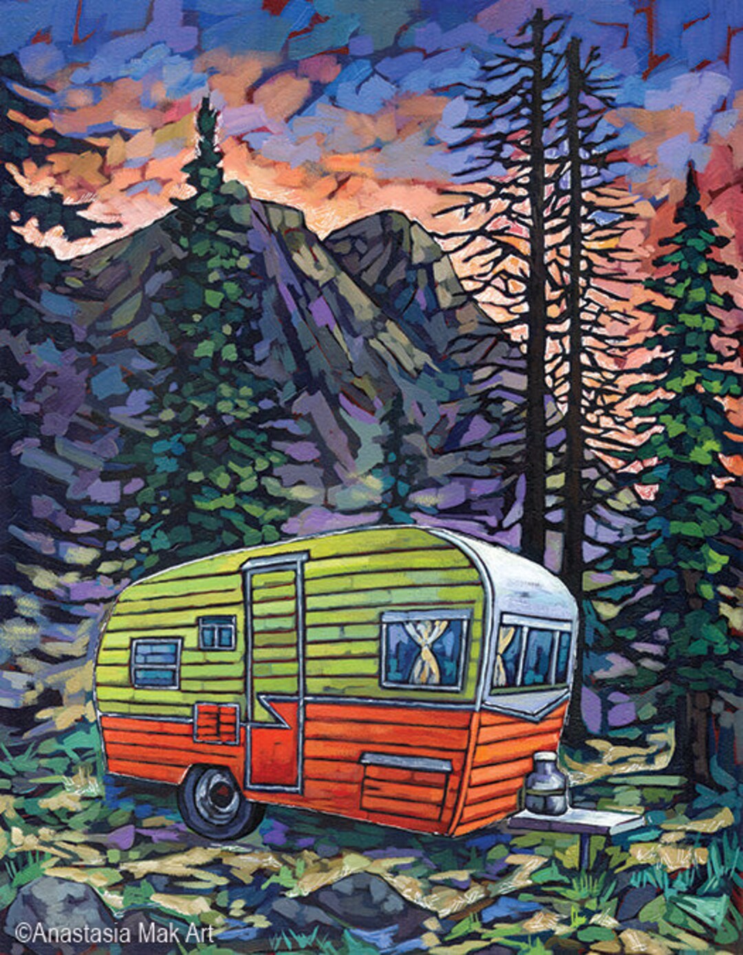Camper Artwork, Vintage Camper, off the Grid, Camper Print, Old School ...