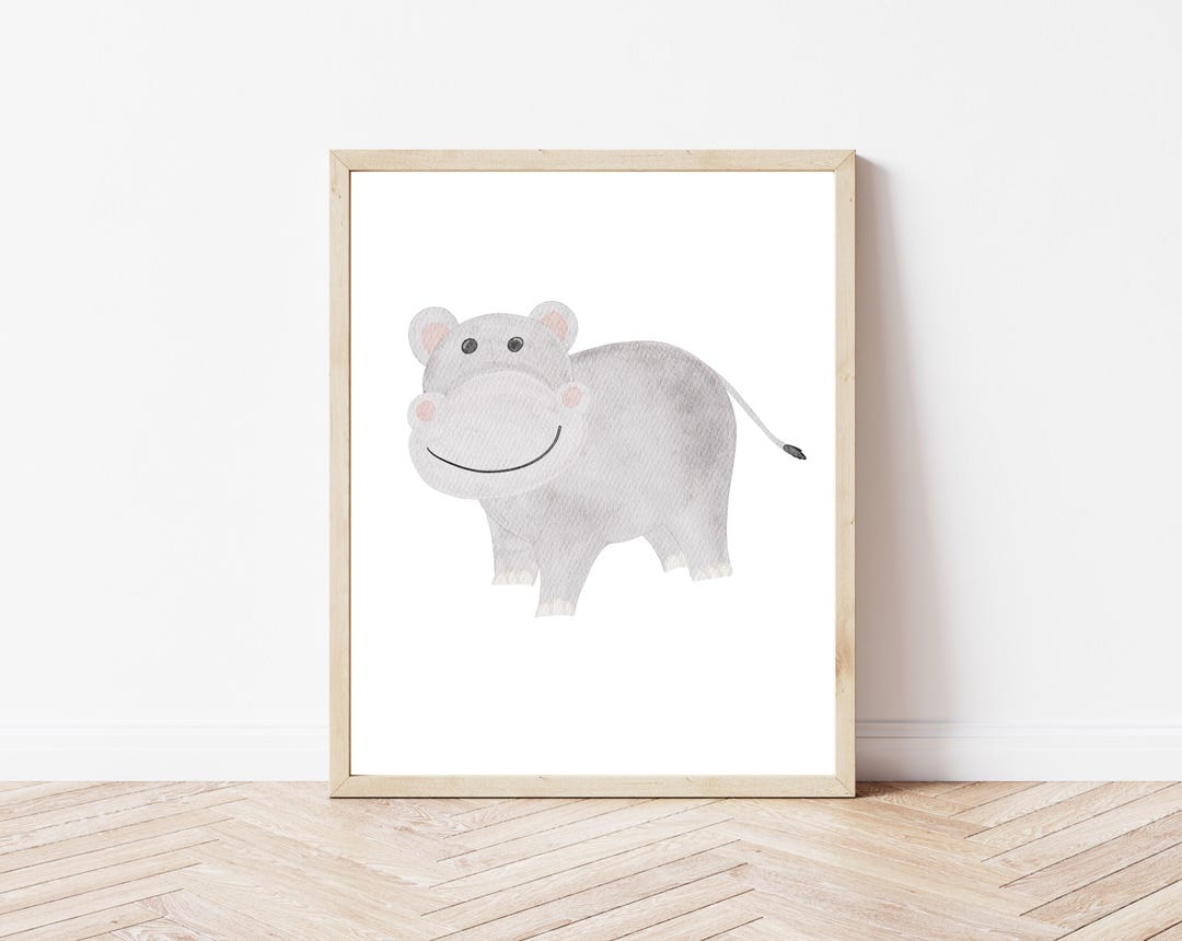 Poster Hippo Nilpferd Poster A4| Bild Kinderzimmer | Geschenk zur ...