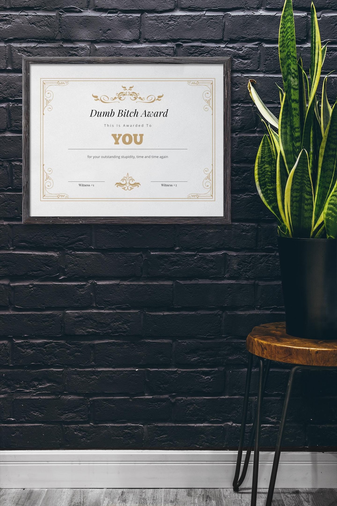 Dumb Bitch Award Printable Editable Gag Funny Joke Instant Download ...