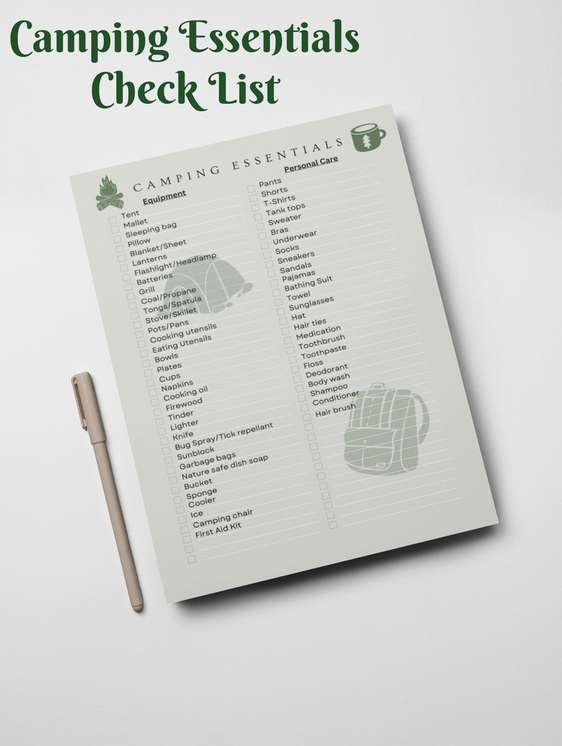 Camping Trip Checklist Printable Editable Minimalist to Do List Planner ...