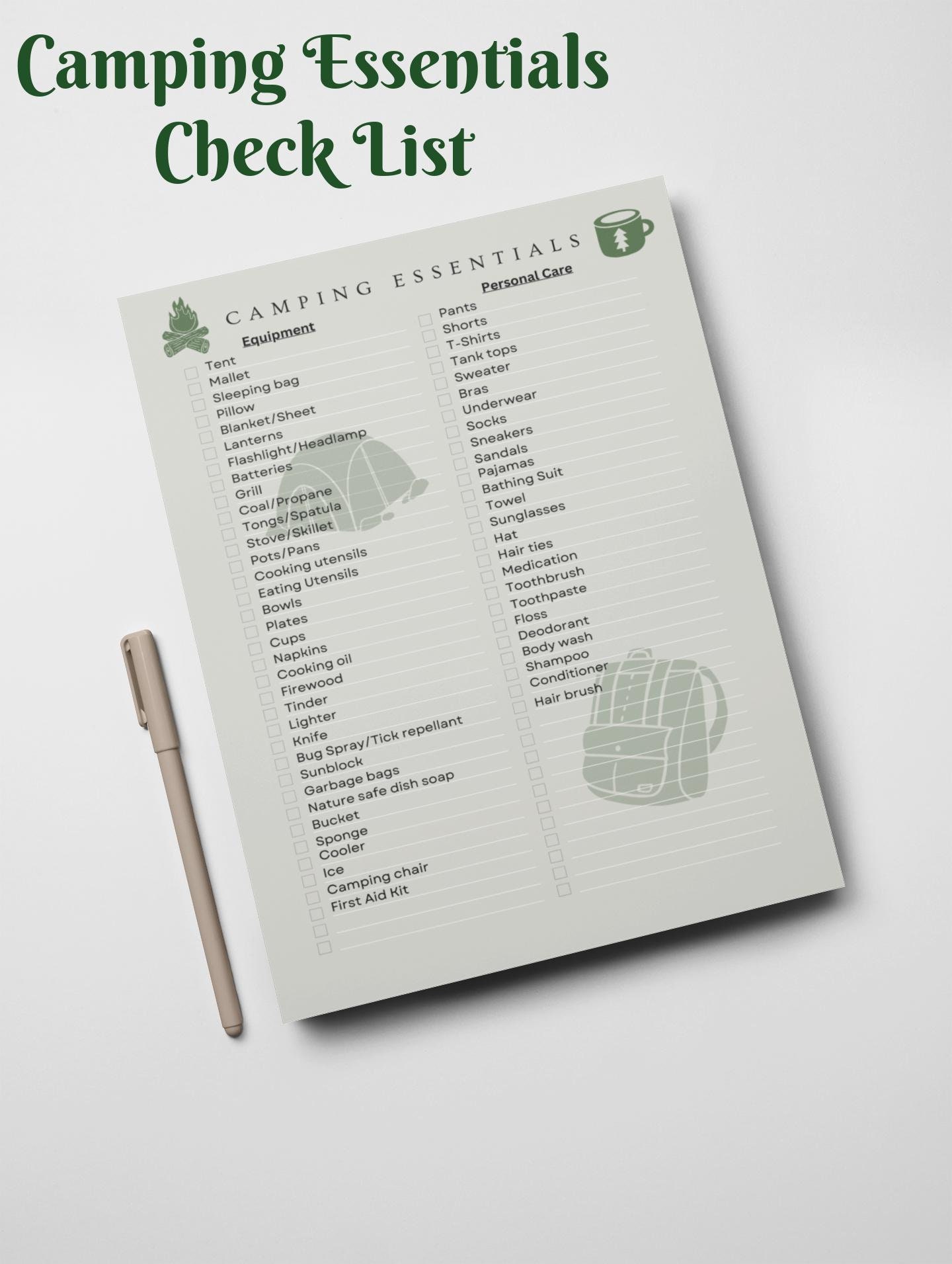 Camping Trip Checklist Printable Editable Minimalist to Do List Planner ...