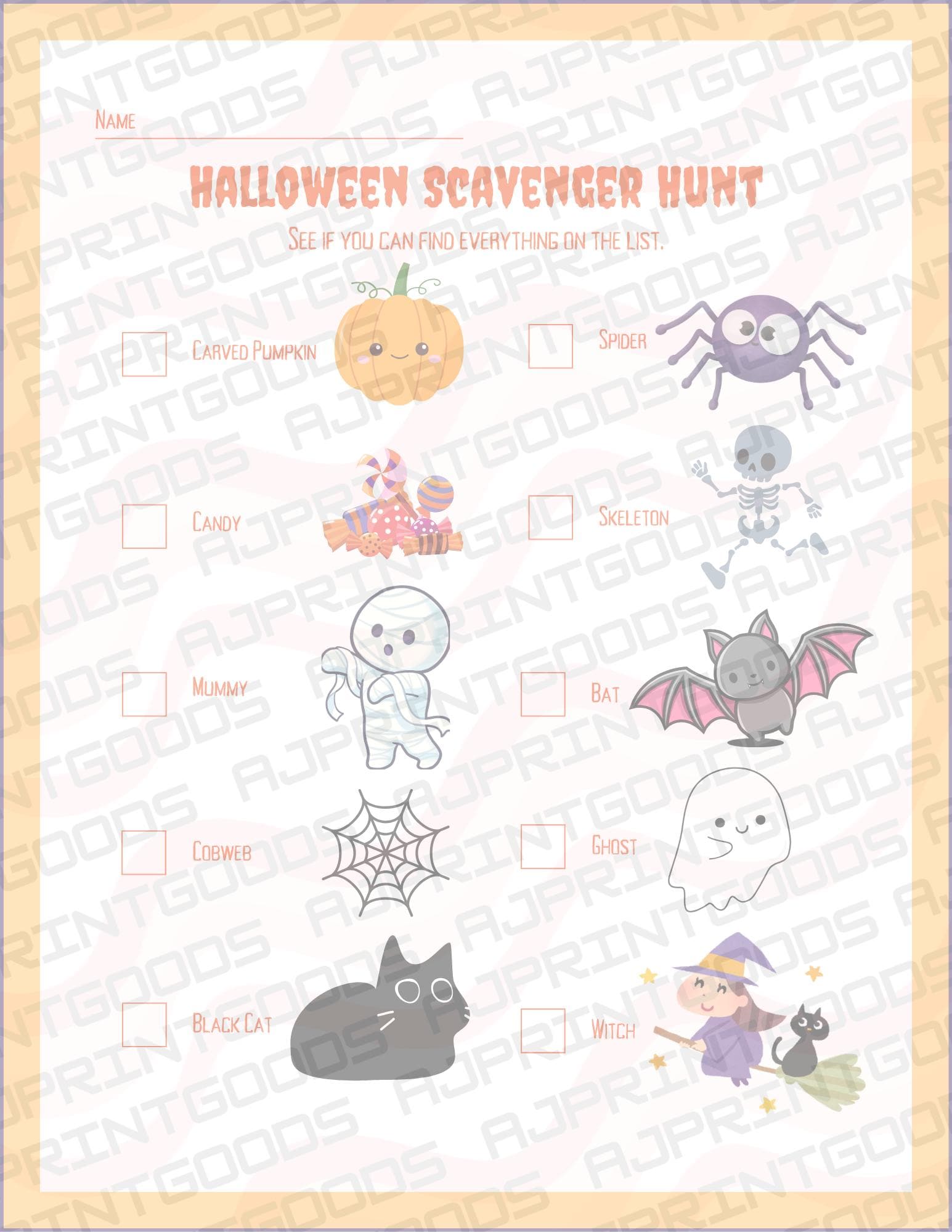 Halloween Scavenger Hunt Printable Classroom Office Party Game INSTANT ...