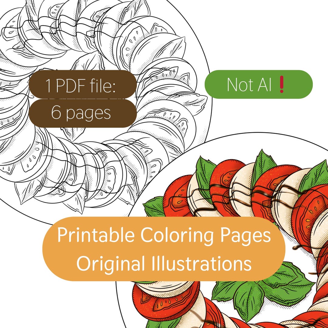 Printable Coloring Food Page Digital Coloting Template Instant Download ...
