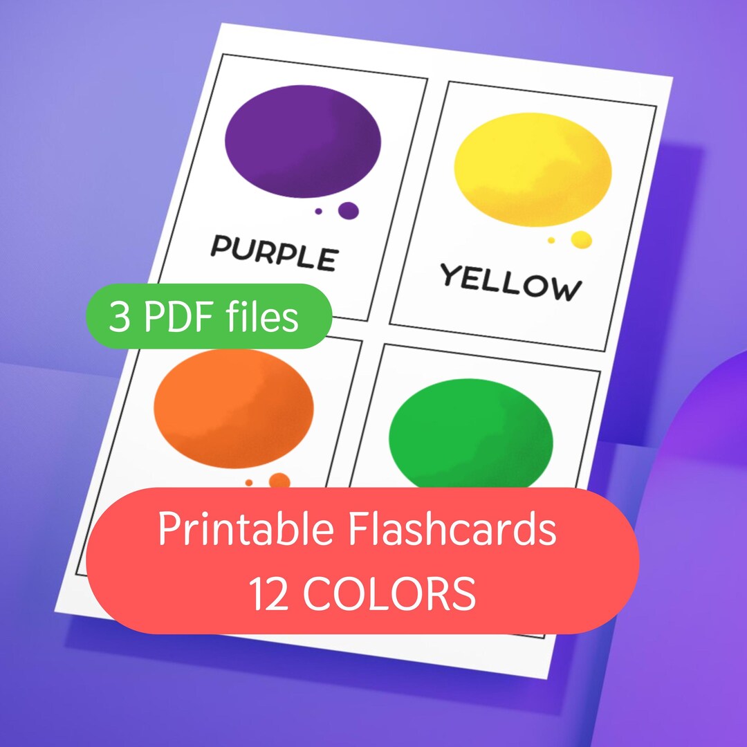 Printable Flashcards of Colors | Cards of Colors | Instant Download ...