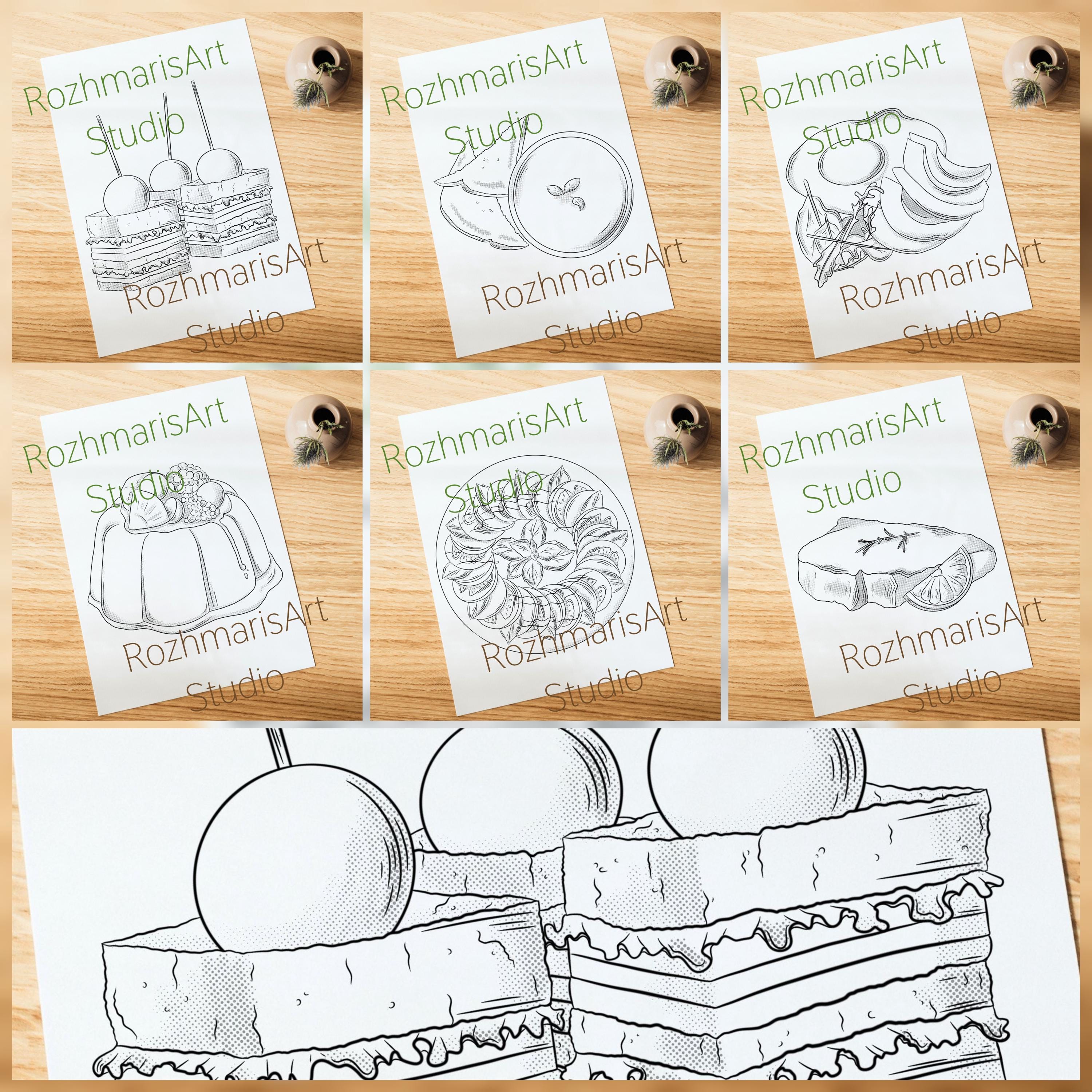 Printable Coloring Food Page | Digital Coloting Template | Instant ...