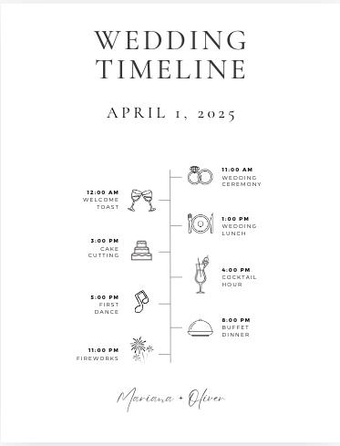 Elegant Simple Wedding Timeline - Etsy
