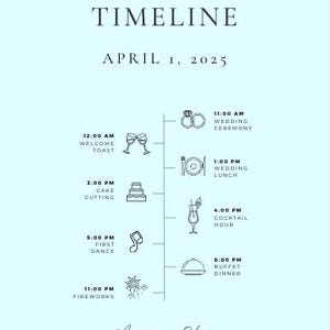 Elegant Simple Wedding Timeline - Etsy