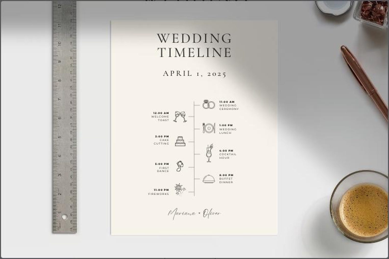 Elegant Simple Wedding Timeline - Etsy
