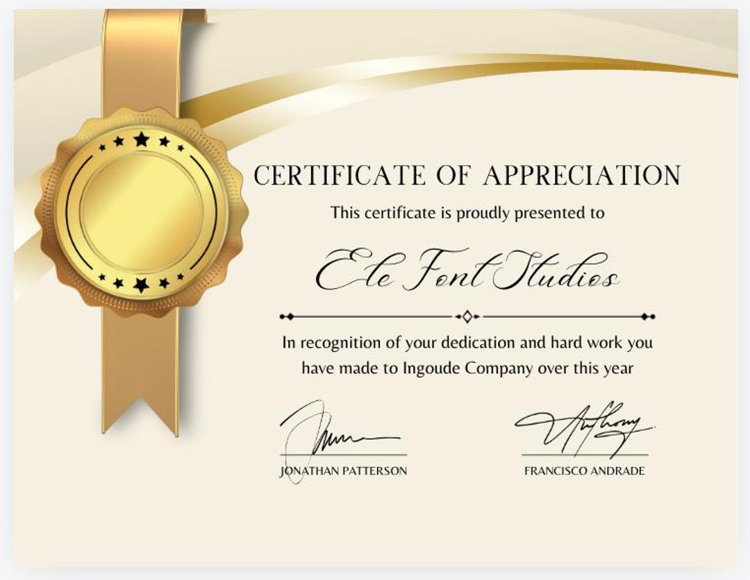 Editable Certificate of Completion Template: Gold Ribbon Design ...