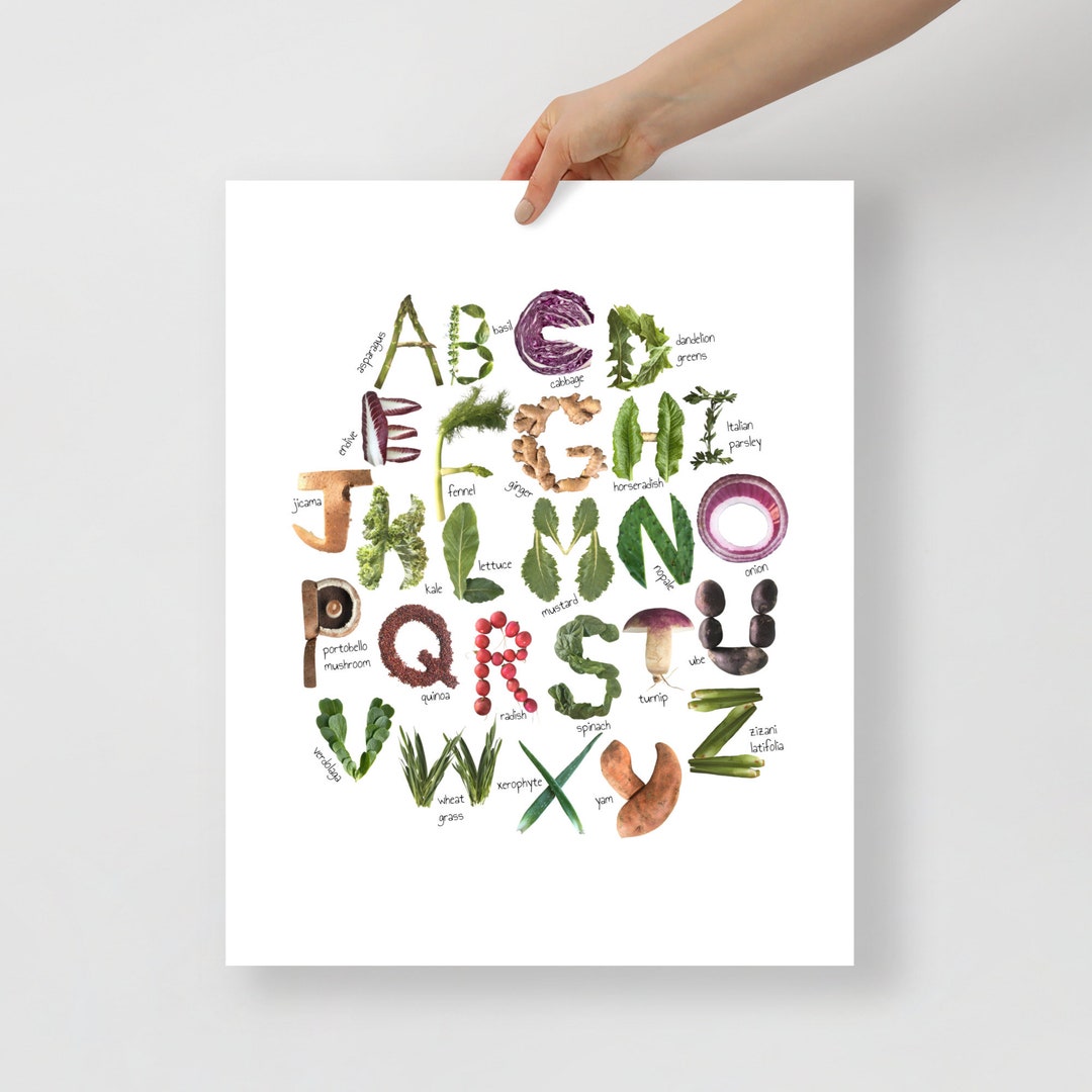 Vegetable Alphabet Poster Unframed Print for Veggie Themed Nursery or ...
