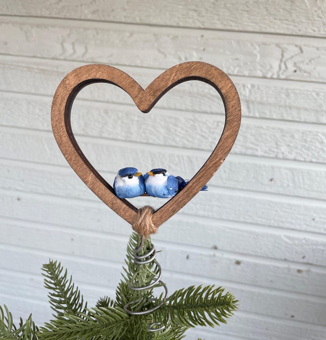 Nature Tree Topper - Bird Tree Topper With Wooden Heart - Etsy