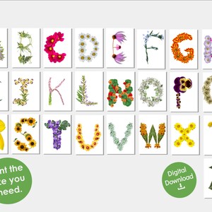 Wildflower Alphabet Printable Hanging Letter Cards Phonetic - Etsy