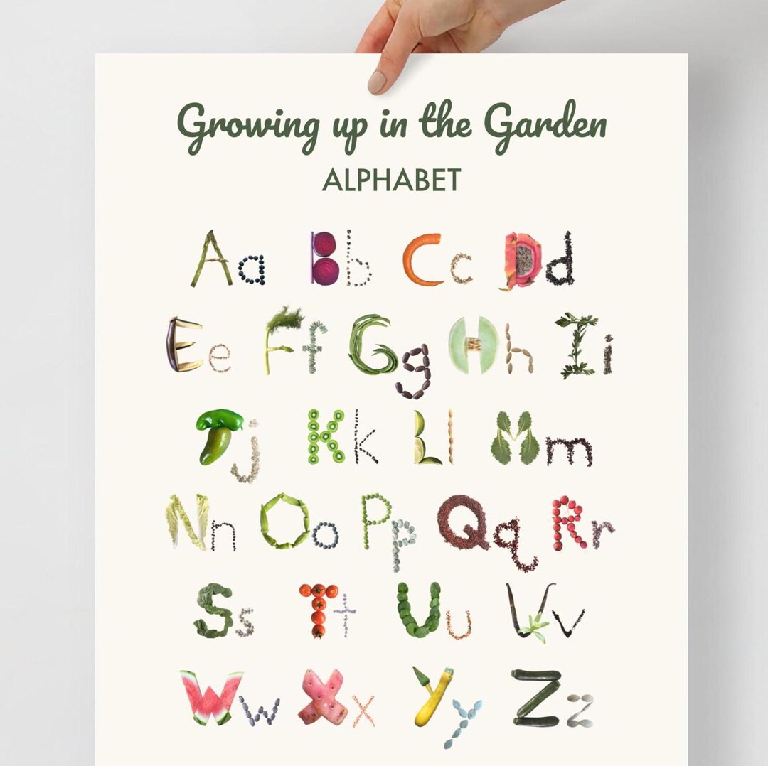 Growing up in the Garden Alphabet Poster - Upper and Lower Case Seeds ...