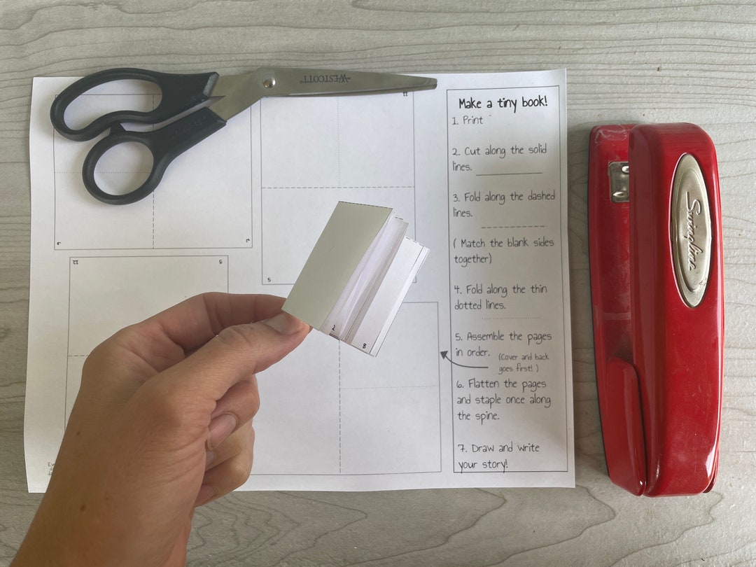 Mini Book Printable Blank Template - One Page Foldable Tiny Book- DIY ...
