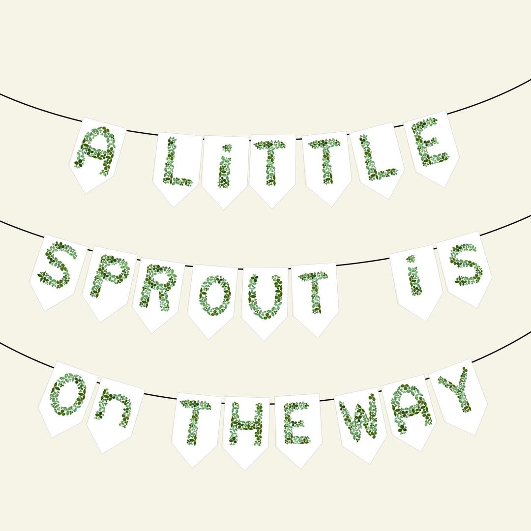 Little Sprout Baby Shower Banner: Clover Letter Pennants (DIY Unstrung ...