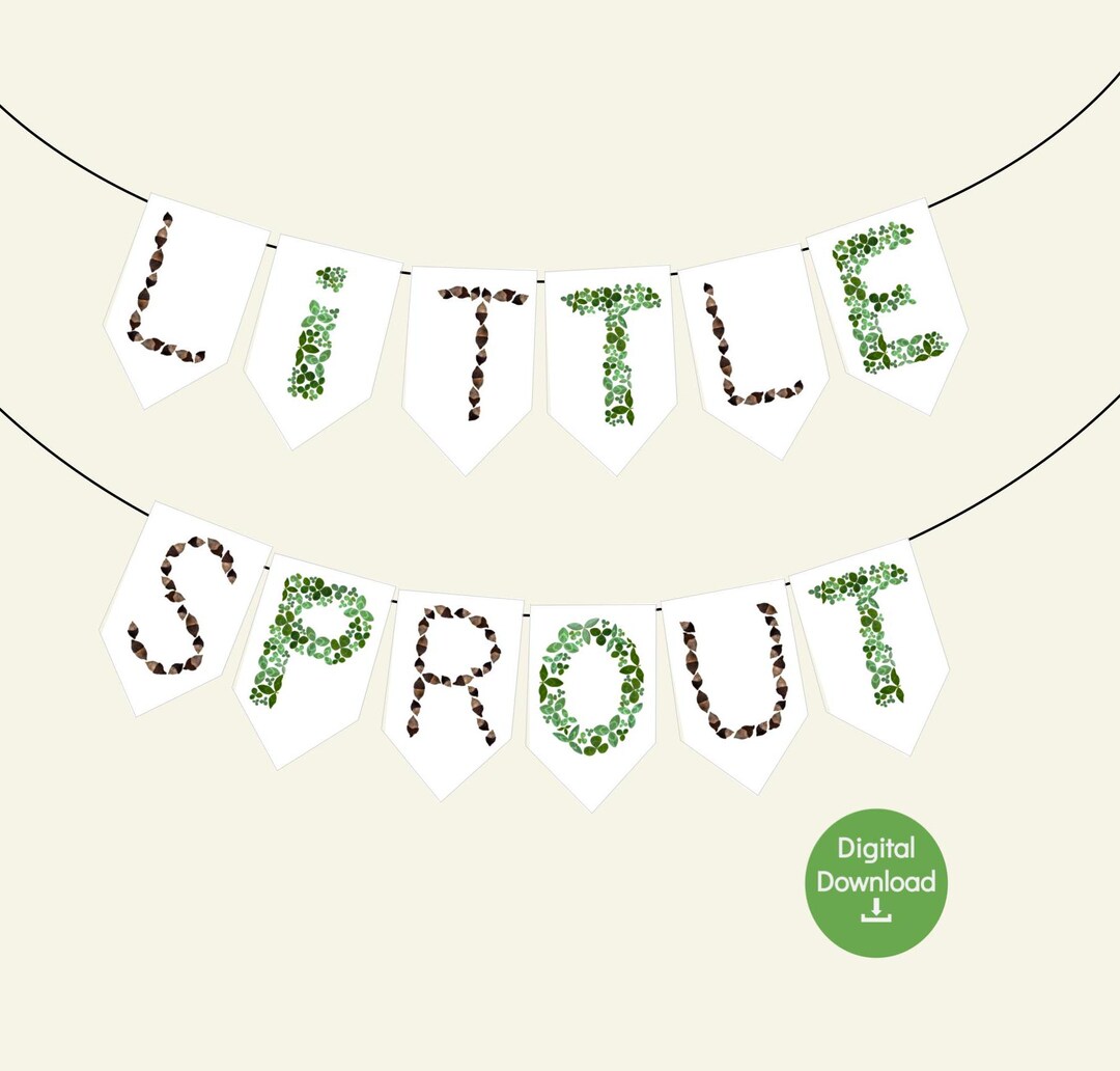 Little Sprout Printable Baby Shower Party Banner - Greenery and Acorns ...