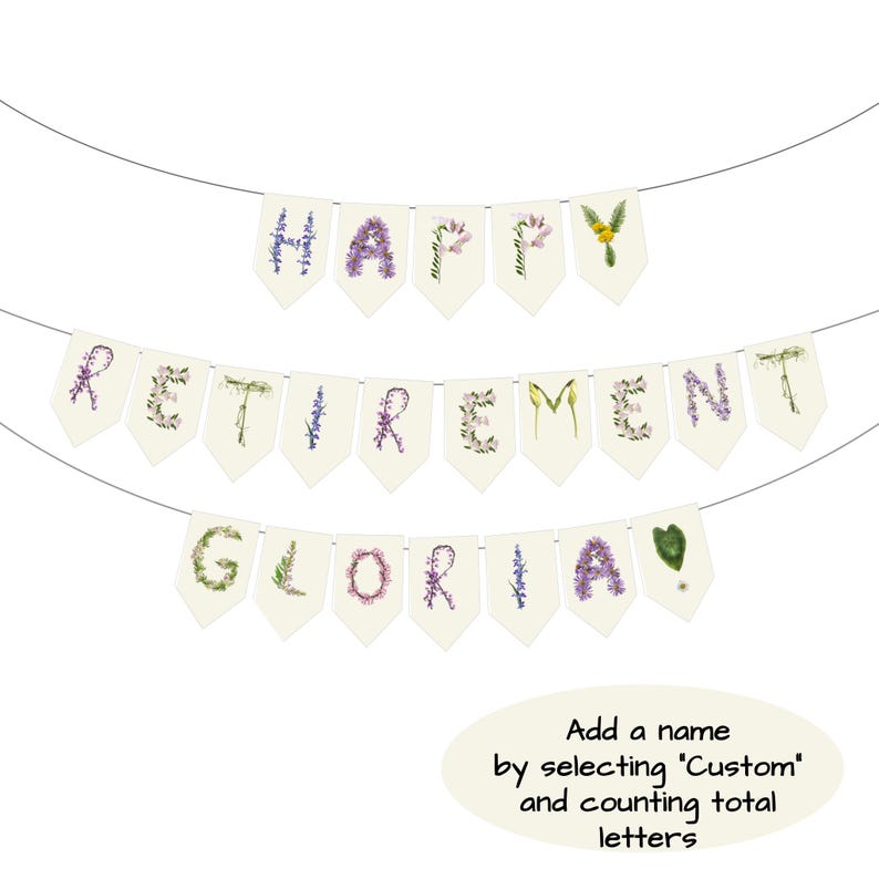 Happy Retirement Banner - Personalizable Retirement Banner - Flower ...