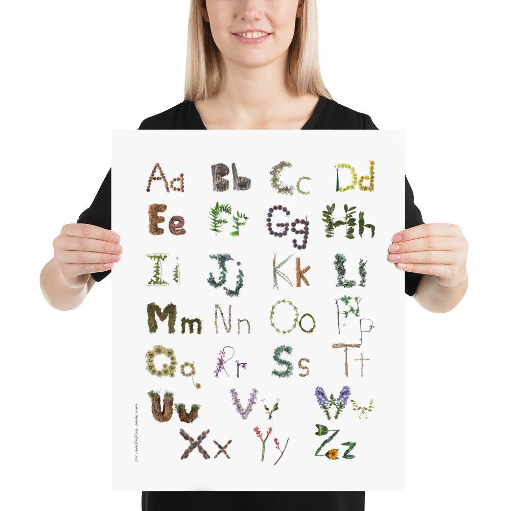 Woodland Alphabet Poster Phonetic Alphabet Poster Nature - Etsy