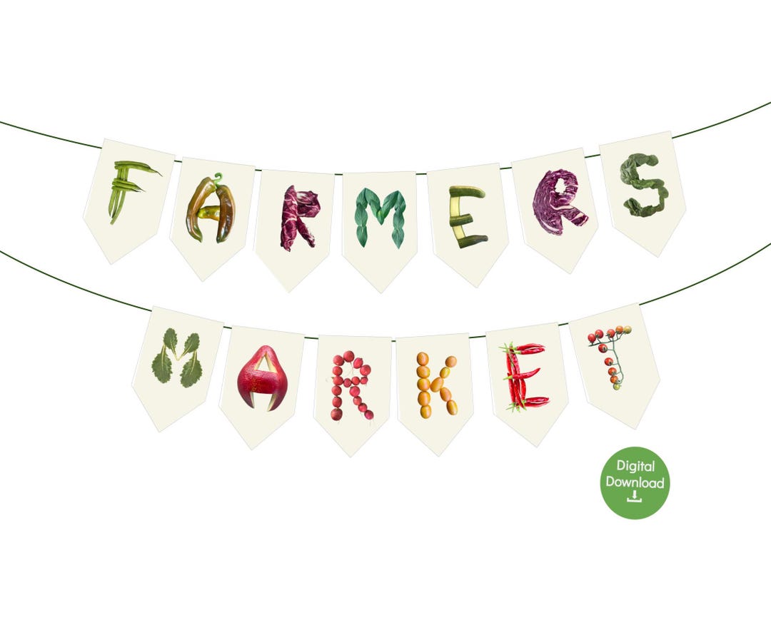 Farmer's Market Banner Fruit and Veggie Themed Printable Sign for Farm ...