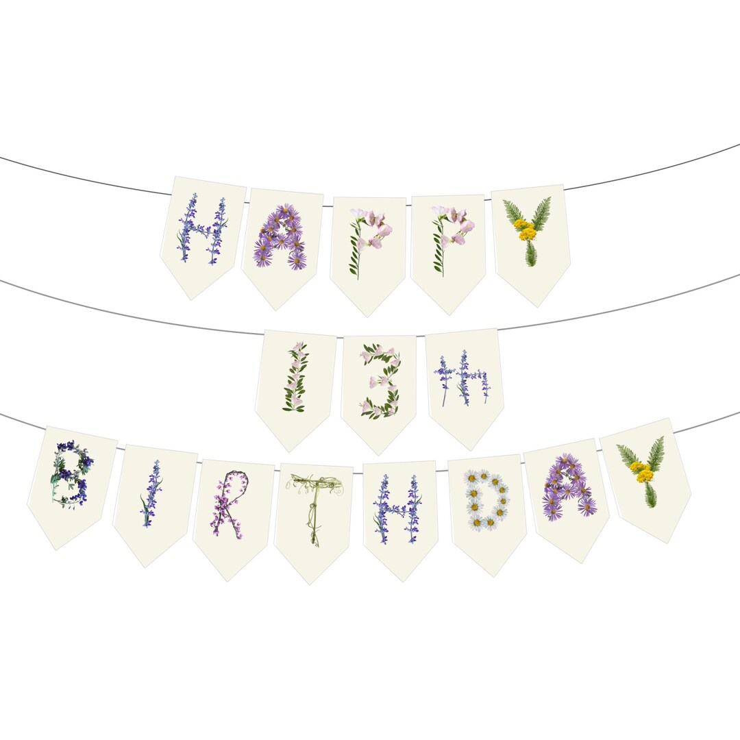 Happy 13th Birthday Banner - Custom 13 Year Old Birthday Banner DIY ...