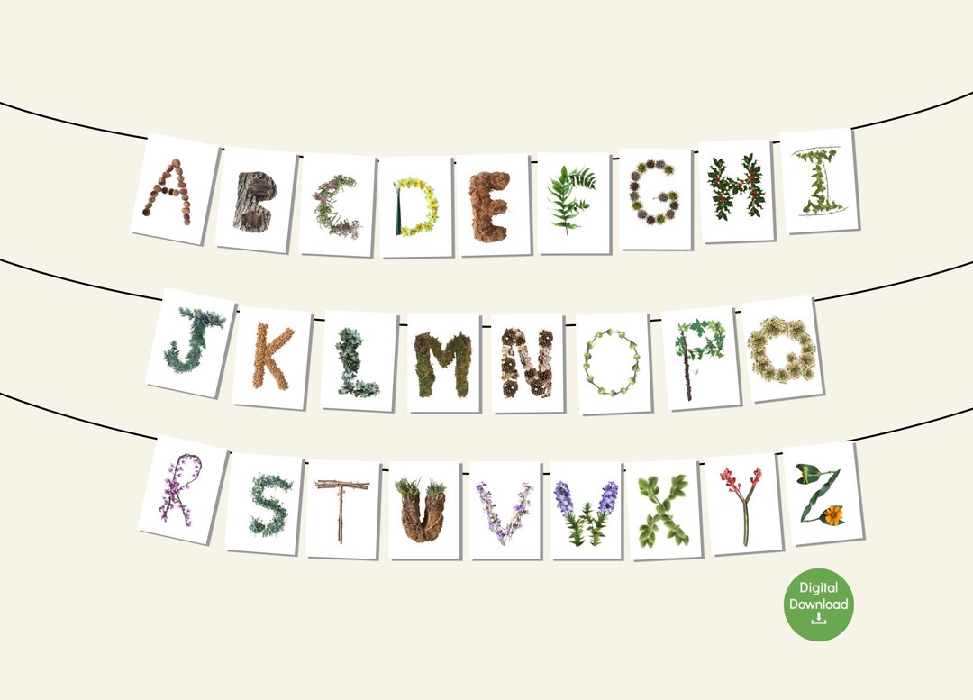 Phonetic Nature Alphabet Cards Printable Digital Download Natural Early ...