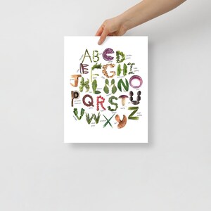 Vegetable Alphabet Poster | Unframed Print for Veggie Themed Nursery or ...