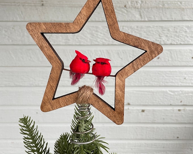 Cottagecore Woodland Cardinal Christmas Tree Topper Bow Holiday ...