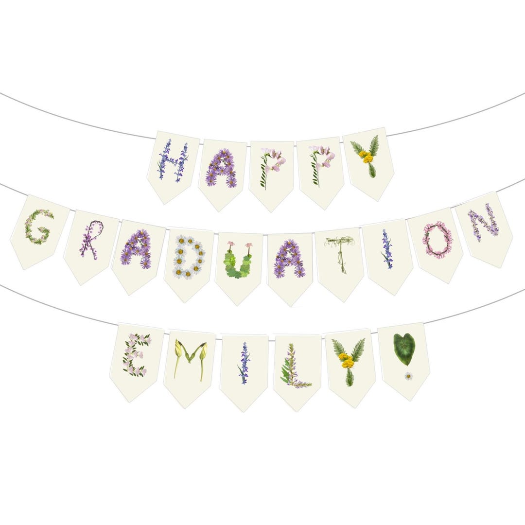 Floral Graduation Banner - Customizable Class of 2026 Party Decor ...