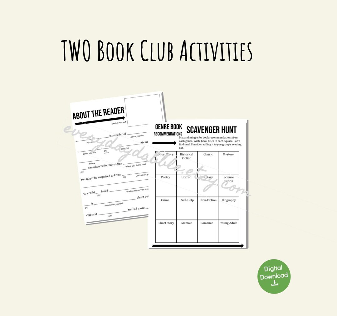 Book Club Activity Bundle About the Reader and Genre Book ...