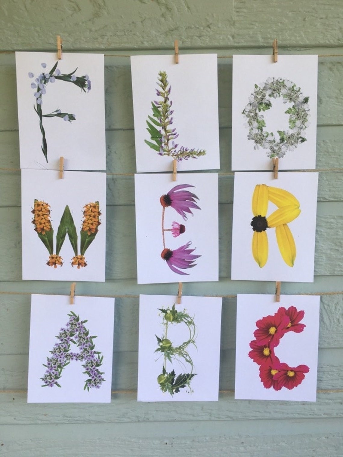 Wildflower Alphabet Printable Hanging Letter Cards Phonetic - Etsy