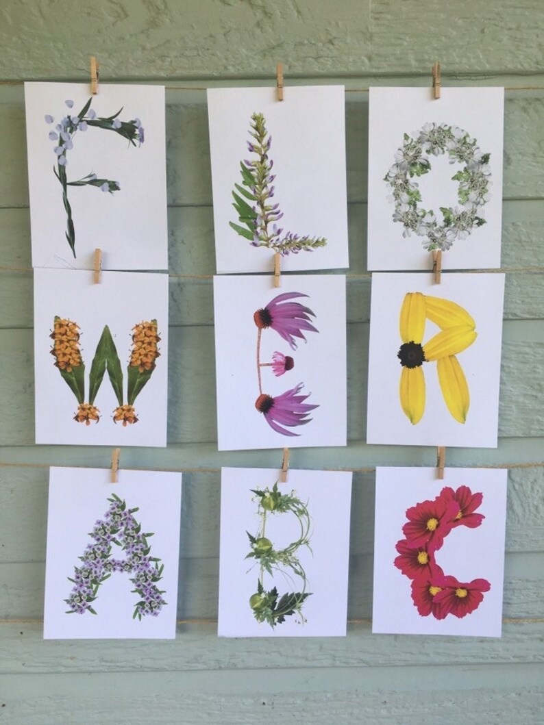 Wildflower Alphabet Printable Hanging Letter Cards Phonetic - Etsy