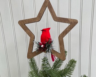 Christmas Tree Topper Bow Cardinal Ribbon Topper With Tails, Red Bird ...