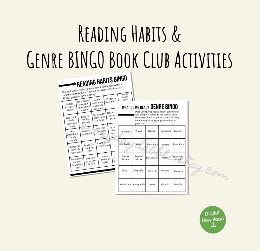 Two Book Club Icebreaker Games Find Someone Who Bookish Activities - Etsy