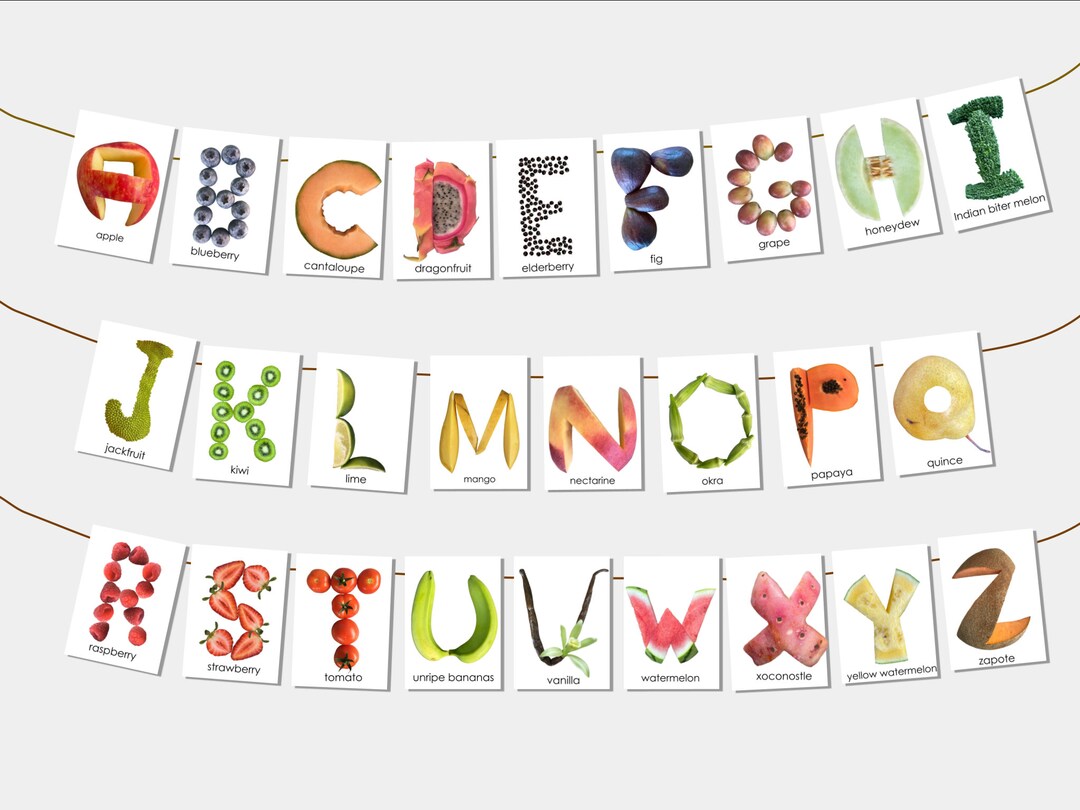 Printable Fruits and Vegetables Alphabet Labeled With Food Names ...