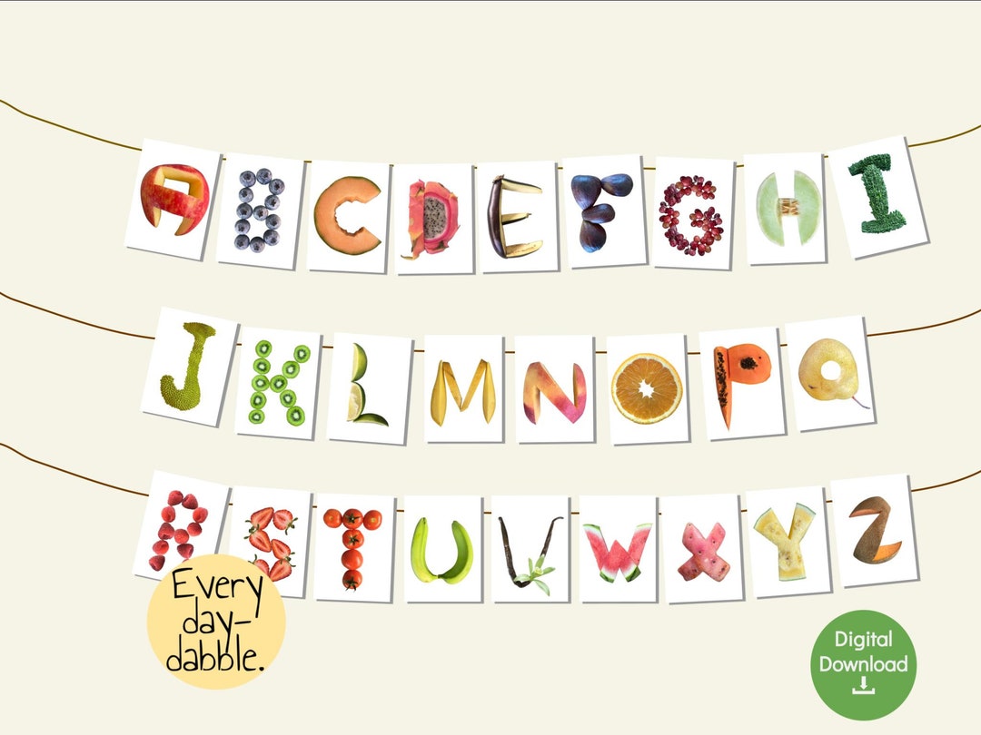 Fruits From A to Z - Printable Alphabet Banner With Labelled and ...