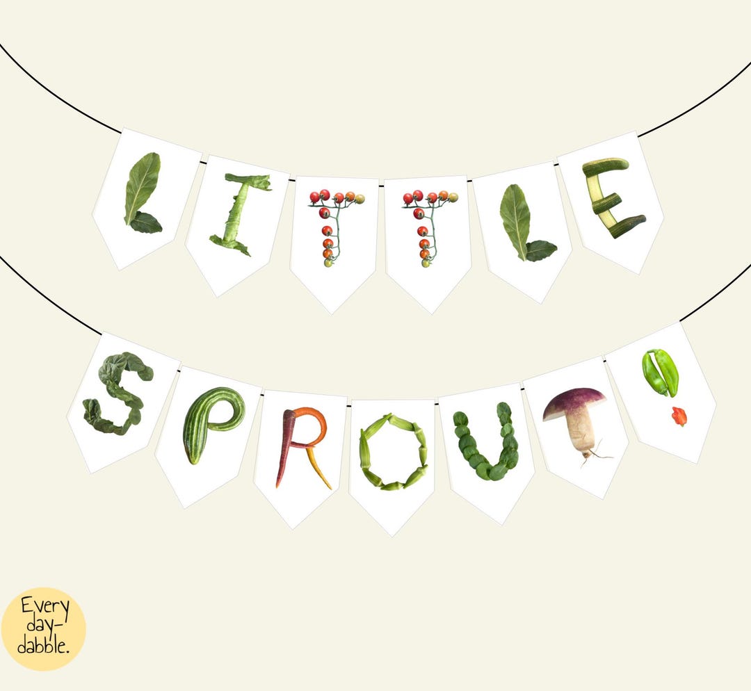 Little Sprout Veggie Themed Baby Shower DIY Paper Pennant Banner String ...
