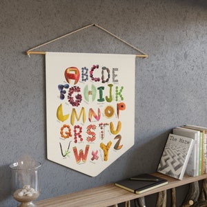 Eat Your Fruits and Vegetables Pennant Fabric Food Alphabet Fun Food ...